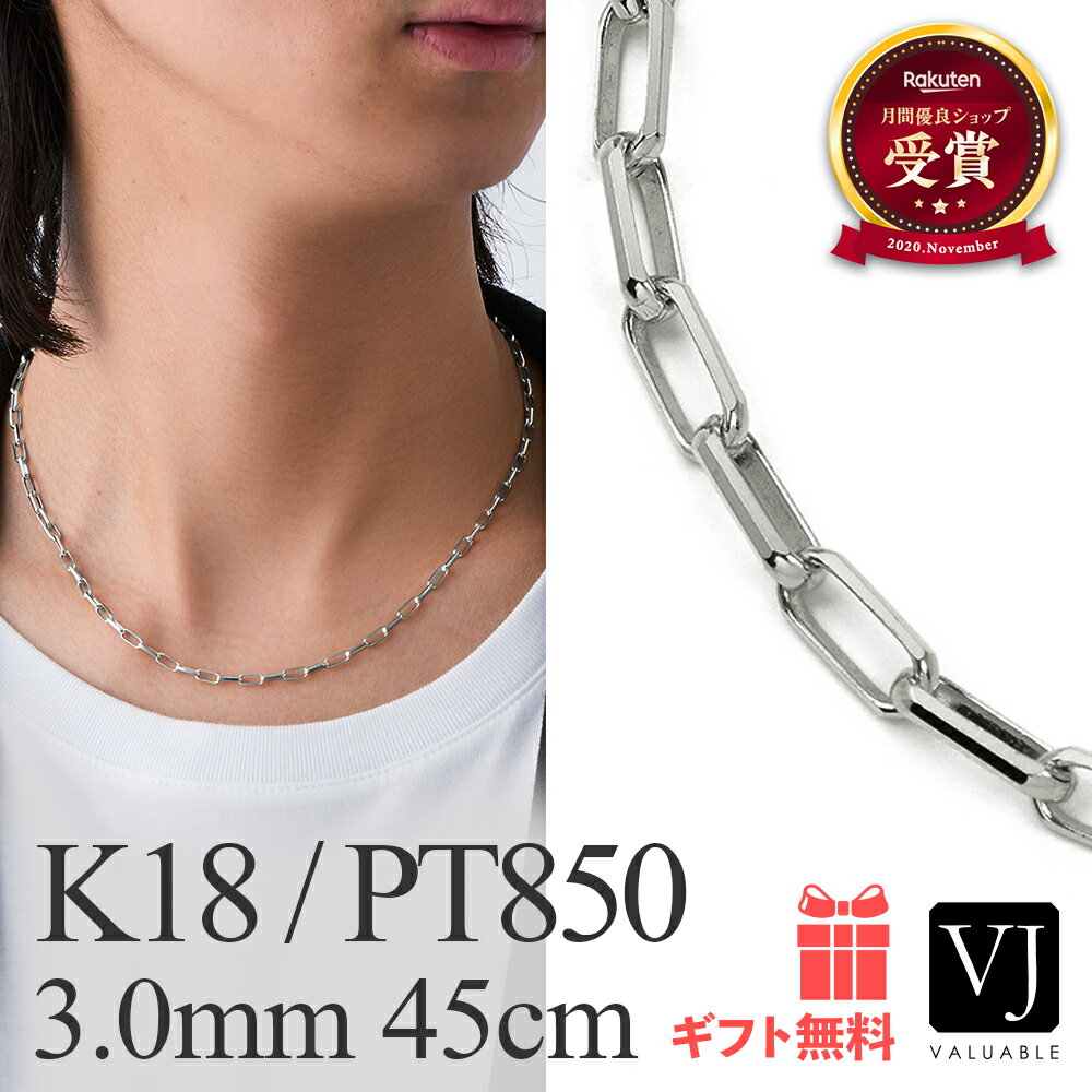 K18ホワイトゴールド / PT850 プラチナ 「FABIO」 ソリッド チェーン ネックレス 3.0mm幅 45cm 名だたるハイブランドが選ぶ、 完成されたフォルム ハイジュエリーの世界で長年選ばれ続けてきた、 無駄のない洗練されたチ...