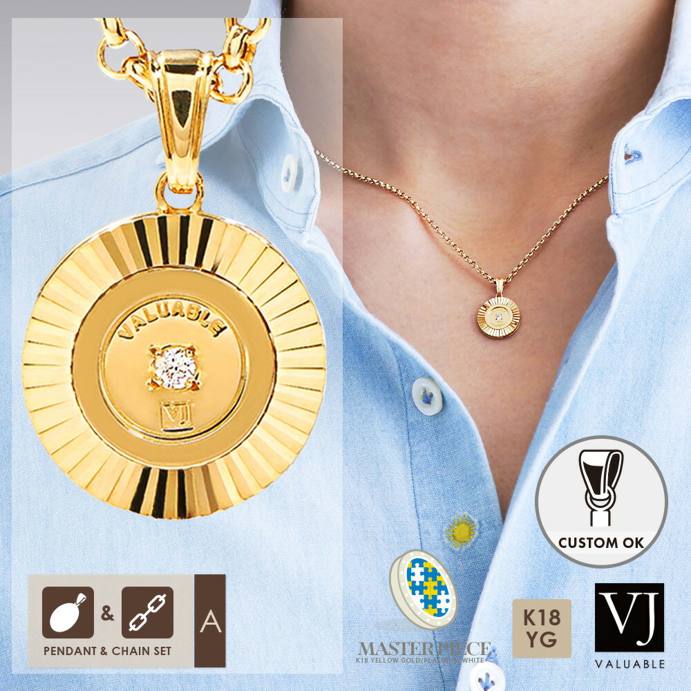 VJ【ブイジェイ】K18 イエローゴールド 「Master Piece ダイヤモンド コイン ペンダント」 ブランド VJ【ブイジェイ】 カラット ダイヤモンド0.02ct 素材 18金イエローゴールド 天然ダイヤモンド 縦 約18.5mm...