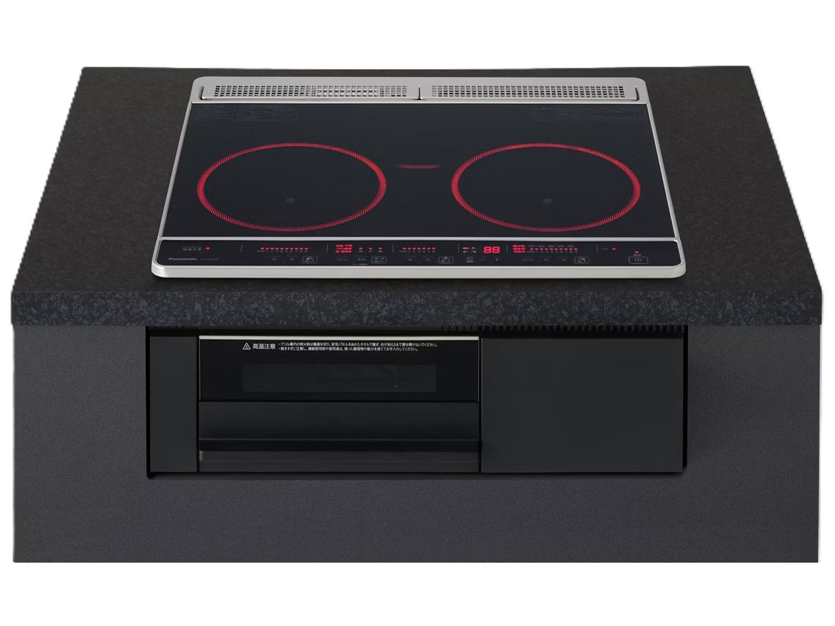 パナソニック KZ-F1T6XKT [ブラック/ブラック] Y通常配送商品 仕様設置タイプビルトイングリル種類シーズヒーターヒーター3口ロースター両面火力左：3kW右：3kW後ろ：1.5kWグリル火力1.55kW火力調整左右IH：10段階後...