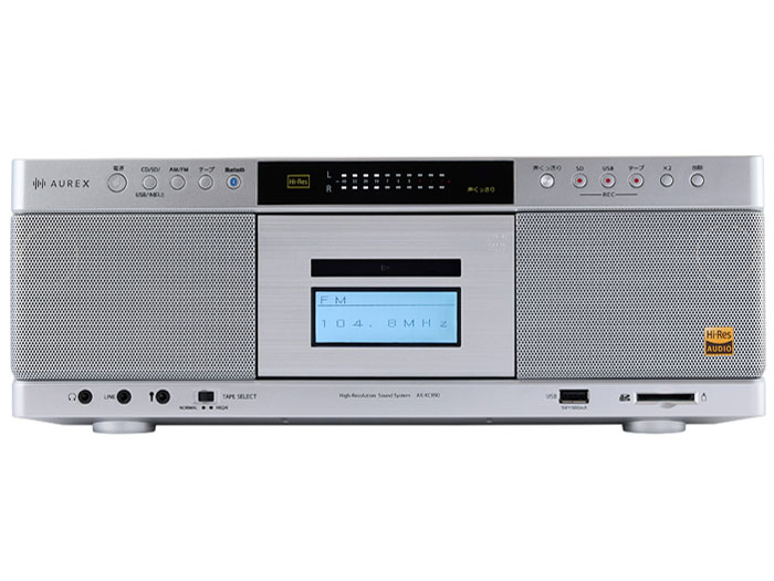 東芝 AUREX AX-KCR90(S) [シルバー] 通常配送商品 仕様対応メディアCDCD-R/RWカセットテープ受信バンドAM/FM/ワイドFMMP3再生○USB○SD/SDHCメモリーカードスロット○ハイレゾ○スピーカータイプ一体型...