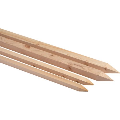 特長:●加工性が良い材質です。●先端を尖らせ加工しています。●色味は全体的に白く、心材と辺材の色の差は少ない材料です。 用途:●測量用、土木用、園芸用の杭として。 仕様:●幅(mm)：45●厚さ(mm)：45●長さ(m)：0.9 材質／仕上...