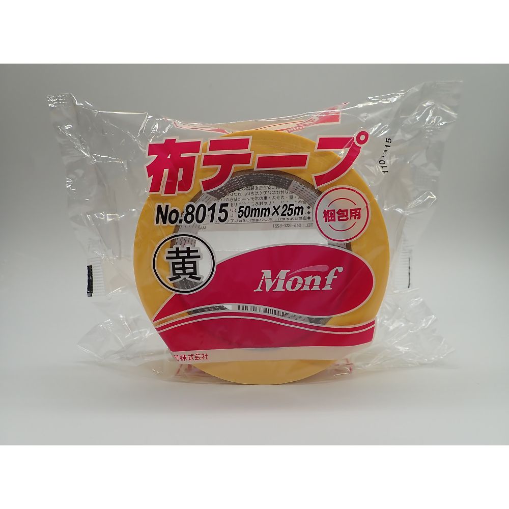 カラー布テープのエコノミータイプです。 識別・梱包・ライン用として適しています。 色：黄 幅×長さ：50mm×25m 材質：PE（ポリエチレン）ラミネート布、粘着剤／天然ゴム系 厚み：0.2mmカラー布テープのエコノミータイプです。 識別・...