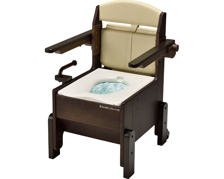 ●サイズ／幅54.2×奥行51×高さ80〜86（3段階／3cm）cm、座面：幅37.5×奥行45cm、穴部：幅19.3×奥行29.8cm、便座高：40〜46cm（3段階／3cm）、ひじ掛け高：18〜24cm（3段階／3cm）、ひじ掛け内寸：...