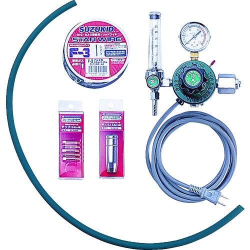 特長:●主にSAY-120、160にてご利用いただけます。●ボンベ以外の［［CO2］］溶接に必要となる消耗品セットです。●ヒーター付きレギュレーターです。●CO2溶接キットです。 仕様:●セット内容：ホース2m×1個、レギュレータ(CR-1...