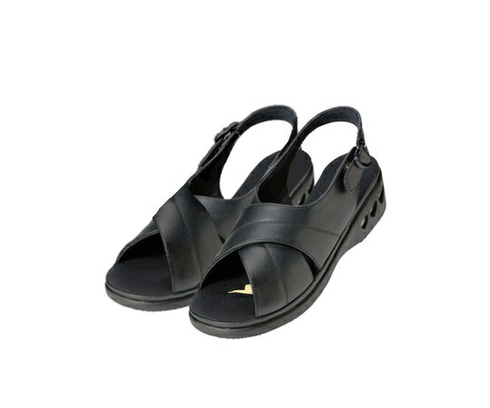 様々な足の形にフィットするクロスバンドです。バンド上のダブルステッチは、ワンポイントのアクセント、かつアッパー素材の変形を防ぎます。 バックベルトはホック式で着脱が容易です。 材質：表地／ソフト合成皮革、裏地／ユニチカ・制菌加工素材 エアク...