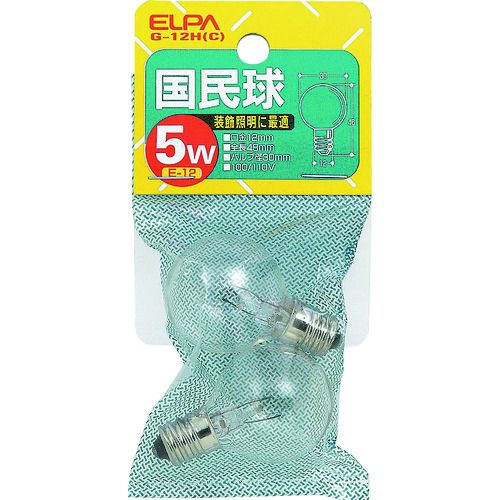 特長:●小型・低ワットで長寿命設計の電球。●常夜灯、装飾用に適しています。 仕様:●全長(mm)：48●消費電力(W)：5●口金：E12●定格寿命(時間)：約3000●電圧(V)：100/110 仕様2:●バルブ径(mm)：30●入数：2個...