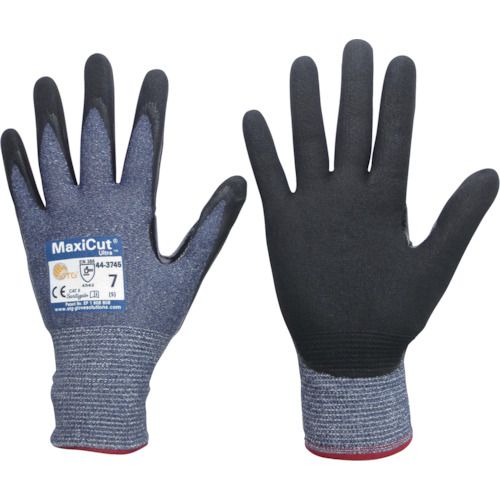 特長:●特許取得のマイクロ発泡ニトリルコーティングは熱と蒸れを360°全方向から放出し、手の温度を最適に保ちます。●マキシカット［［R上］］・ウルトラ［［TM上］］は、従来のマキシカット［［R上］］の耐切創性に薄さ・快適性・耐久性をさらに高...