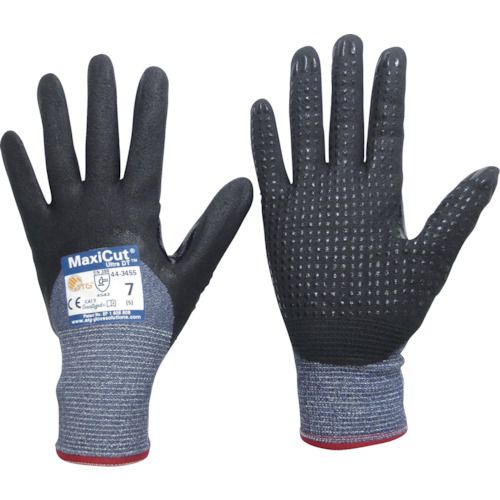 特長:●特許取得のマイクロ発泡ニトリルコーティングは熱と蒸れを360°全方向から放出し、手の温度を最適に保ちます。●マキシカット［［R上］］・ウルトラ［［TM上］］は、従来のマキシカット［［R上］］の耐切創性に薄さ・快適性・耐久性をさらに高...