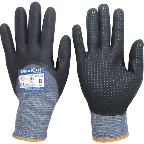 特長:●特許取得のマイクロ発泡ニトリルコーティングは熱と蒸れを360°全方向から放出し、手の温度を最適に保ちます。●マキシカット［［R上］］・ウルトラ［［TM上］］は、従来のマキシカット［［R上］］の耐切創性に薄さ・快適性・耐久性をさらに高...