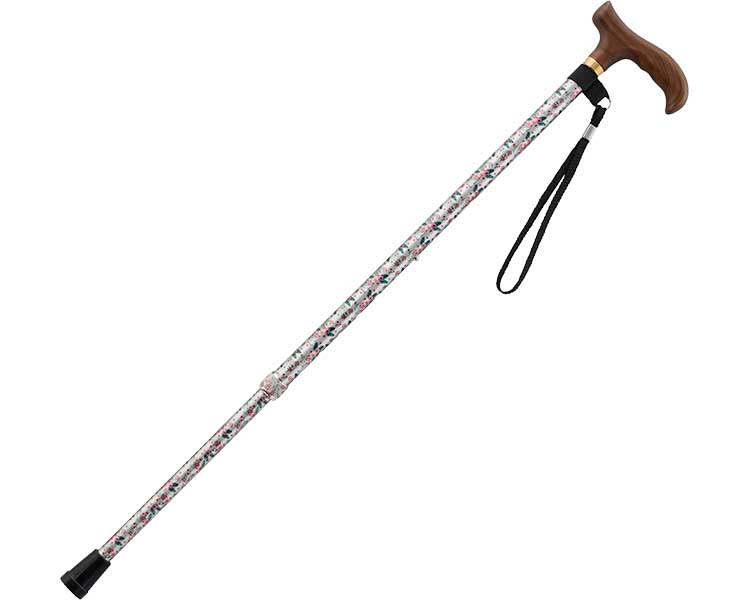・オシャレなデザインの伸縮ステッキ。●サイズ／長さ68.5〜91cm（10段階／2.5cm）、グリップ長さ：約12.5cm、ゴムチップ底径：約3cm ●パイプ径／上部：1.9cm、下部：1.6cm ●重さ／約250g ●材質／支柱：アルミ、...
