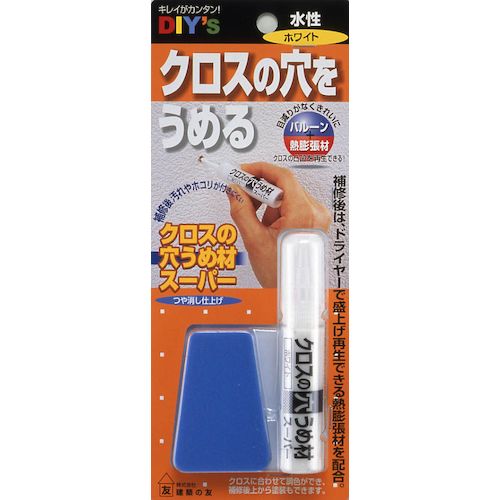 特長:●ピン穴に注入するだけ簡単で仕上がりキレイです。●水性で火気及び毒性の心配はありません。 用途:●クロス・壁紙の補修に。 仕様:●幅(mm)：80●長さ(mm）：200●高さ(mm)：18 仕様2:●内容量：10ml 材質／仕上:●主...