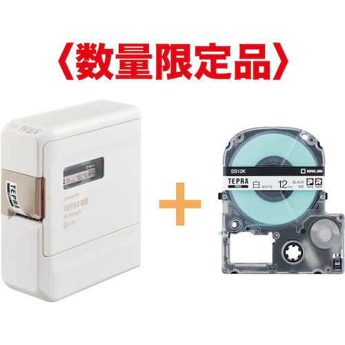 特長:●スマホ専用で誰でも操作しやすいお手軽テプラSR-R2500P本体に、キングジム一番の売れ筋の専用カートリッジSS12Kが1本ついたセットです。●SS12K　1本分がサービスとなり非常にお得です。●数量限定セットのため、早期にキャンペ...