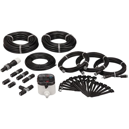 特長:●水やりタイマーと点滴チューブで自動で水やり出来るキット品です。 用途:●散水用。 仕様:●適合蛇口外径(mm)：14〜18●最大使用可能水圧(MPa)：0.7●電源(V)：単4形アルカリ乾電池4本使用（別売） 材質／仕上:●ABS樹...