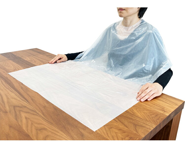 ●サイズ／約幅75×丈85cm ●材質／ポリエチレン ●生産国／中国 ●ケース入数/20・たっぷりした長さの使い捨て食事用エプロン。身体にまとわりつきにくい。 ・箱から取り出しやすく広げやすいため素早く着用できます。 ・衣類や寝具の汚れを防...