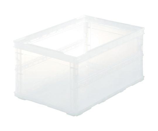 中が透けて見えるため、コンテナの中身が判別しやすく、保管・管理に適しています。 折りたたんだ時の高さを最大限まで追求、従来タイプに比べて最大35％低く、これにより輸送運賃・保管スペースを大幅に削減することができます。 組み立て時も、折りたた...