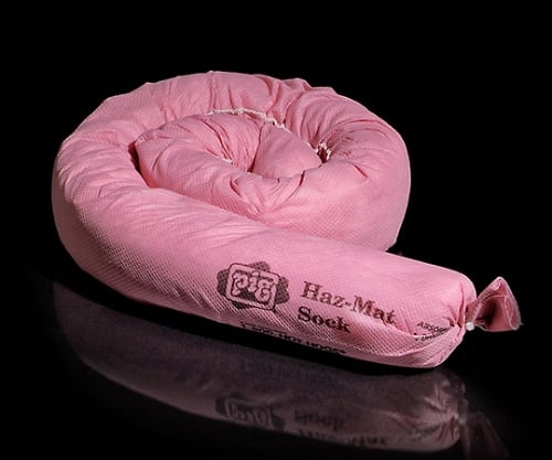 油性、水性液体だけでなく、酸やアルカリも吸収することができます。 ソックスで漏洩した液体を囲い込み、拡大を防ぎ、ピローで内側にたまった液体を吸収します。 ほとんどの酸やアルカリに対応可能です。 油吸収量(L/箱)：36 直径×長さ(mm)：...