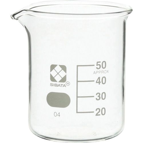 特長:●耐熱性、透明性にすぐれたほうけい酸ガラス製ビーカーです。●液体の混合や撹拌、固体の溶解などに用いられる、注ぎ口のついた容器です。 用途:●一般的な理化学試験・教育用。 仕様:●容量(ml)：50●目盛間隔(ml)：10●外径(mm)...