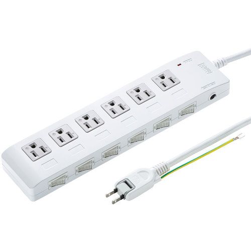 特長:●接続機器を個別にON・OFFできる個別スイッチ付きです。（側面に6個の個別スイッチ）●サーキットブレーカ内蔵で許容量をオーバーした場合、作動し事故を防止します。●プラグの刃の根元に、トラッキング火災予防に効果的な絶縁キャップが付いて...