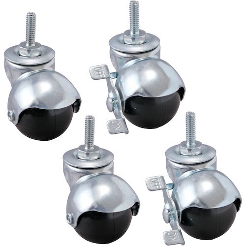 特長:●小回りがきくボール型キャスターです。●360度自在に動くので、スムーズに移動できます。●ベアリング機能付きでなめらかな回転です。●4個のうち2個がストッパー付きです。 用途:●メタルミニのキャスターとして。 仕様:●品名：キャスター...