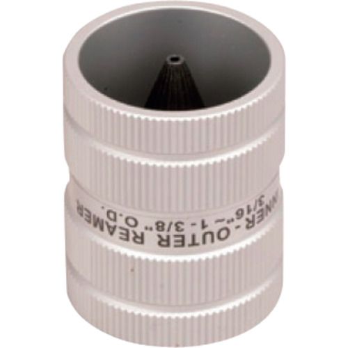 特長:●アルミ製のリーマです。 用途:●内面・外面のバリ取りに。 仕様:●適合管内外径インチ(ミリ)：3/16〜1-3/8(5〜34)●刃部：40枚刃●全長(mm)：60●直径(mm)：49●対象材・サイズ：銅・ステンレス・アルミ・鋼鉄・樹...