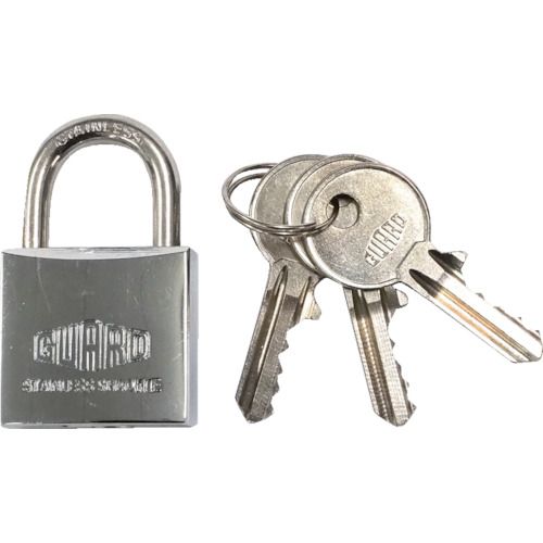 特長:●錆に強いステンレス製シャックルです。●本体、シリンダープラグの外観はクロームメッキを施し、内部部品はステンレス製スプリング、ニッケルメッキ付ピン等を採して防錆効果を向上させています。●本体にキーナンバー刻印がないので安心です。(鍵に...