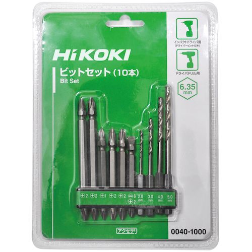 特長:●両頭＋ビット、＋−ビット、下穴用ドリルビット（計10本）が入っていて便利です。 用途:●DIYを始める方に。●木材・鉄工の下穴あけに。 仕様:●シャンク径(mm)：6.35●塗装色：グレー セット内容／付属品:●両頭ドライバービット...