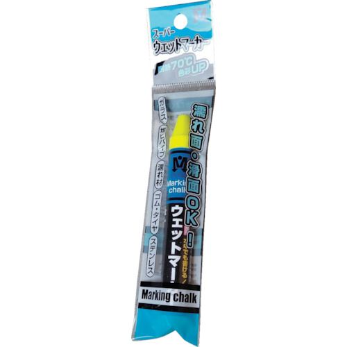 特長:●耐熱70℃、耐冷-15℃で溶けにくく、はっきり書けるチョークです。●袋入れタイプ。 用途:●濡れ材（木材、鉄鋼材、雨天道路）アスファルト、ブロック材、コンクリート、ガラス、タイヤなど。 仕様:●色：蛍光イエロー●直径(mm)：17●...