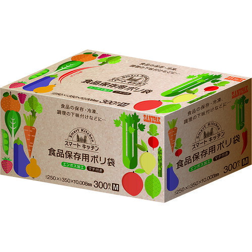特長:●箱型タイプの食品保存用ポリ袋シリーズとなります。 用途:●小物類の保存用、食材保存用として。 仕様:●色：半透明●縦(mm)：350●横(mm)：250(160)●厚さ(mm)：0.008 材質／仕上:●高密度ポリエチレン(HDPE...