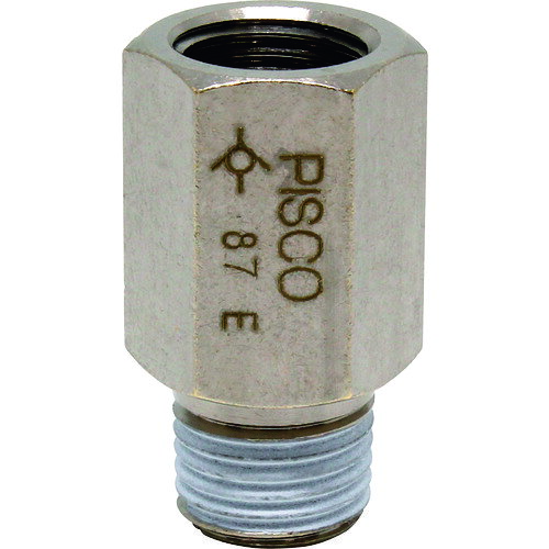 特長:●一方から入力されたエアは流し反対方向から入力されたエアは流しませんので、出力側の圧力を変化させずに保つことができます。●真空保持、低圧での配管にも使用できます。 仕様:●使用流体：空気●接続口径Rc：Rc1/4●接続口径R：R1/4...