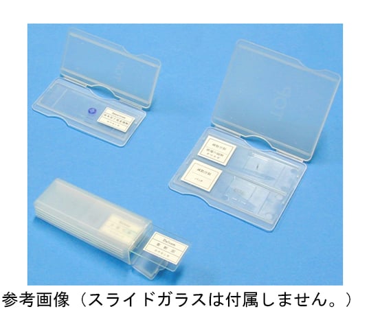プレパラートを不意の破損やほこりから守るための収納用ケースです。プレパラートの携帯用ケースとしても最適です。 材質：ポリプロピレン大きさ：約71×84mm収納数：2枚※写真のスライドグラスは付属しません。収納可能なプレパラートの大きさ：26...
