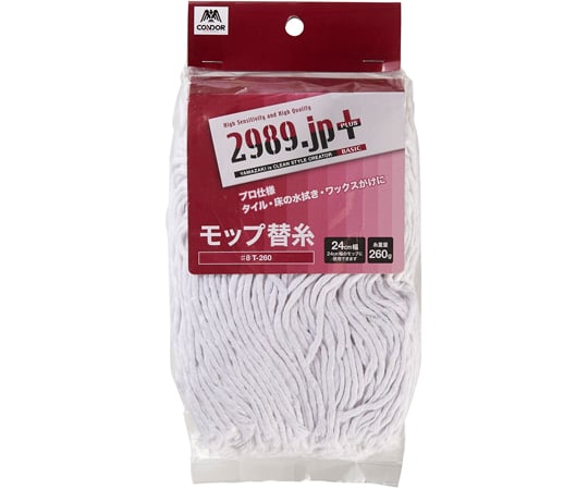 プロ仕様 タイル・床の水拭き・ワックスがけに。 使用サイズ：幅235×奥行45×高さ200mm使用重量：260g個装サイズ：幅120×奥行55×高さ240mm個装重量：285g原産国：CHINA材質：モップ糸/綿・ポリエステル、重量/約26...
