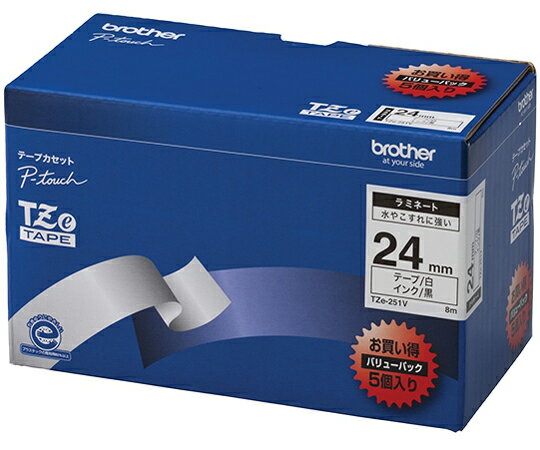 ブラザー純正 ピータッチ専用ラミネートテープ テープ幅：24mmテープ色：白文字色：黒テープ長さ：8m5本パックブラザー純正 ピータッチ専用ラミネートテープ テープ幅：24mmテープ色：白文字色：黒テープ長さ：8m5本パック
