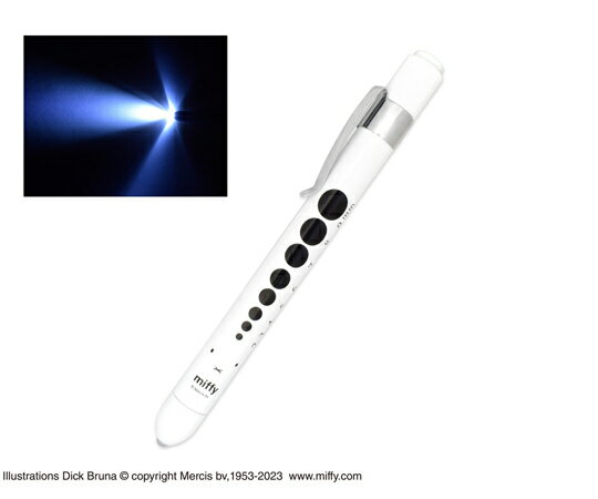 瞳孔計付きのペンライトです。瞳孔計は一般医療機器届出がされております。上部をノックすることで点灯し、再度ノックすることで消灯します。（収納する際は、ライトが消灯していることを確認してください）お口やノド、耳穴のチェックに利用できます。またペ...