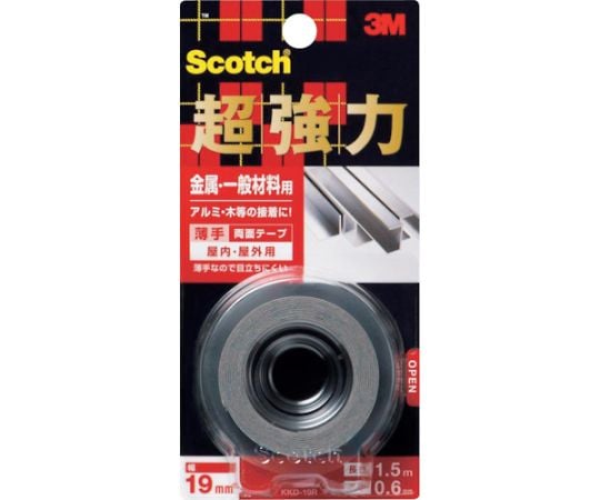耐候性、耐熱性に優れたアクリルフォームテープです。 アルミ、ステンレスなどの金属の接着にお勧めです。 色：グレー 幅(mm)：19 長さ(m)：1.5 厚さ(mm)：0.6 テープカット条件：切断にははさみ/カッタ-が必要 粘着力(N/10...