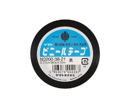 テープ厚：0.2mm 材質：基材=PVC，粘着剤=ゴム系 本体色：黒テープ厚：0.2mm 材質：基材=PVC，粘着剤=ゴム系 本体色：黒