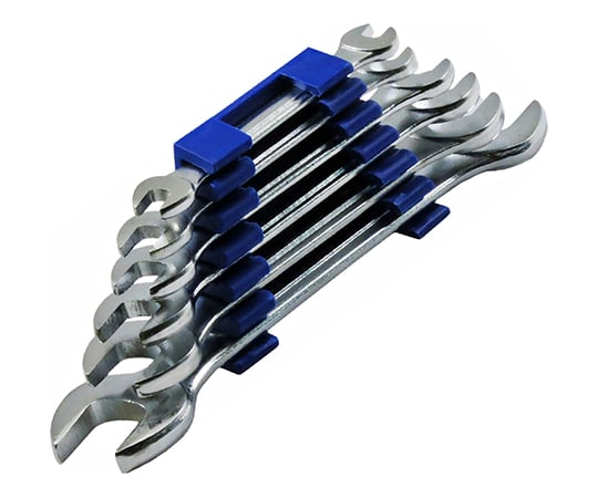 1セットあると何かと便利な両口スパナ　6pcs.セット スパナを傾けず、ナットに対して90°の角度で回すとしっかり回せます。 スパナは素早く仮締めができます。 本体重量（g）：413 本体寸法L×W×H・D（mm）：188×38×61 対応...
