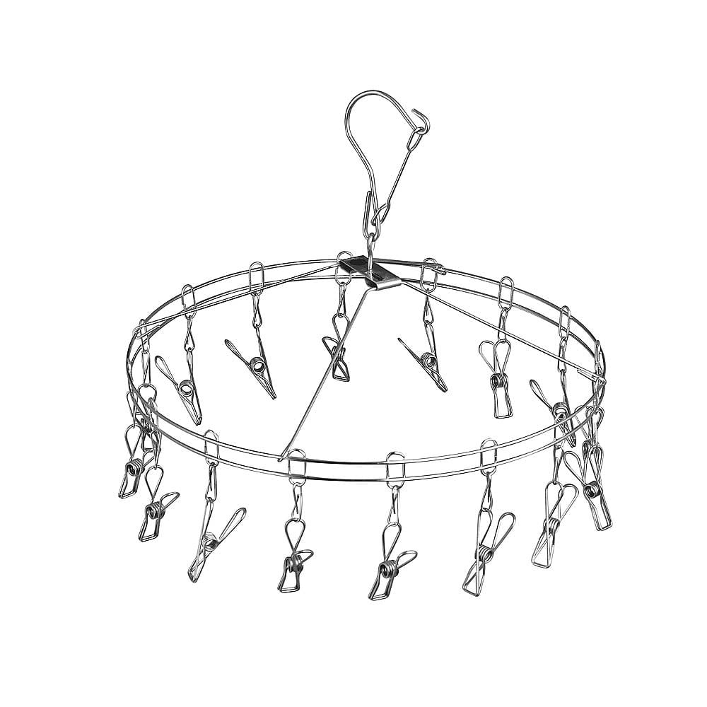 風が吹いても竿から外れにくいフックストッパー付。 向きが360°変えられる回転フック付。 直径×高さ（mm）：320×280 カタログコード：8-1286-1101 商品番号：KHV6401風が吹いても竿から外れにくいフックストッパー付。 ...