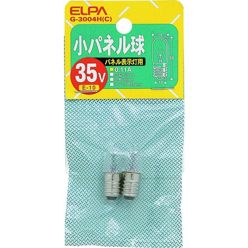 特長:●主に機器などのパネル面の表示灯などに使用する電球です。 仕様:●全長(mm)：28●消費電力(W)：3.8●口金：E10●定格寿命(時間)：約1000●色：クリア●電圧(V)：35 仕様2:●バルブ径(mm)：10●入数：2個 材質...