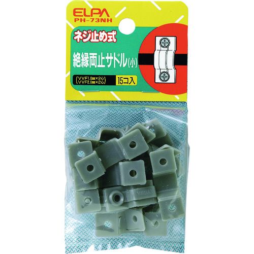 特長:●コードに絶縁両サドルをかぶせビス穴に木ネジを通して2か所で固定します。 用途:●配線束、コードの結束固定に。 仕様2:●ネジ止め式●適合配線：VVF 1.6mm×2芯、VVF 2.0mm×2芯 材質／仕上:●PE特長:●コードに絶縁...