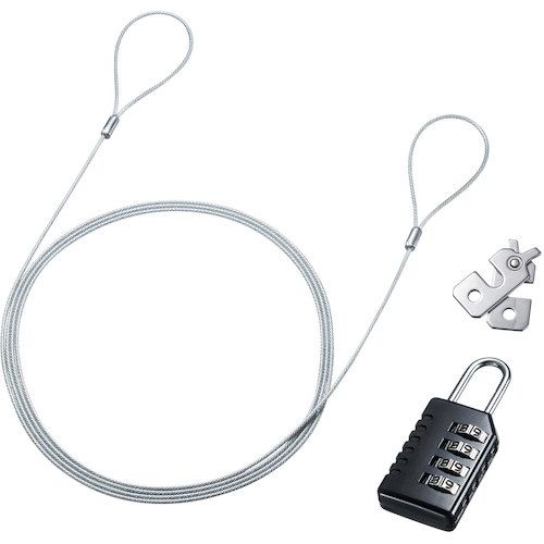 特長:●NobleWedgeスロットに簡単取付け、ダイヤル錠タイプです。●取付け部品が小さくなっており、取付け後、邪魔になりません。 用途:●パソコンの盗難防止に。 仕様:●ワイヤ寸法(mm)太さ：2.2●ワイヤ寸法(mm)長さ：2000●...