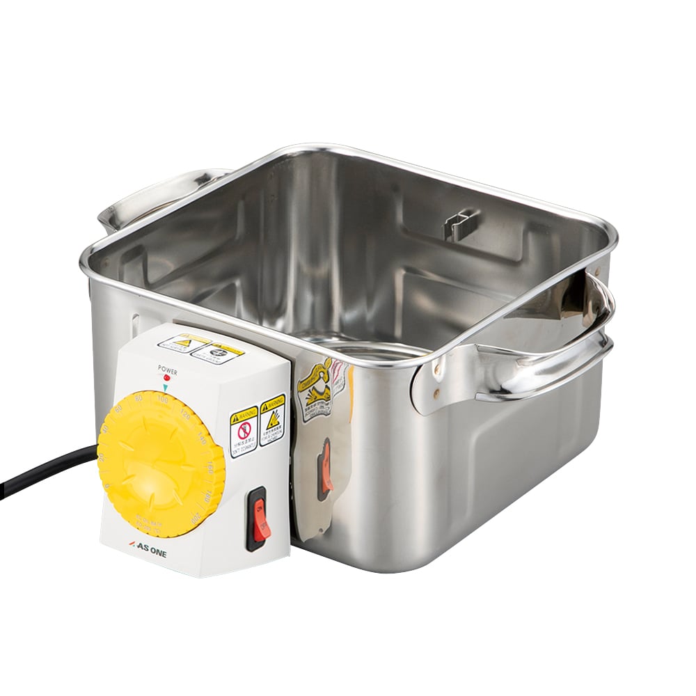 制御部カバーがPP製ですので耐薬品性に優れています。温度過昇時はヒーター強制OFFし、エラー表示でお知らせします。取っ手付きです。 仕様：アナログ外寸法：208（290）×279×122mm槽内寸法：□200×123mm温度設定範囲：室温＋...