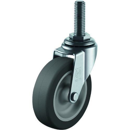 特長:●標準的な小型キャスターです。軽量物運搬用のワゴンやラック等に最適です。軽量で床面を汚しにくいエラストマー車輪を使用しています。 用途:●台車や家具、什器などに。 仕様:●車輪径D(mm)：75●タイプ：自在式●許容荷重(daN)：3...