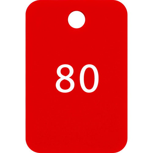 特長:●お店やホテル旅館などで何かと重宝する番号入りの札です。 仕様:●色：赤●内容：76〜100番●縦(mm)：60●横(mm)：40●厚さ(mm)：2.7●穴径(mm)：φ6.5●サイズ(mm)：40×60×2.7 仕様2:●入数：25...