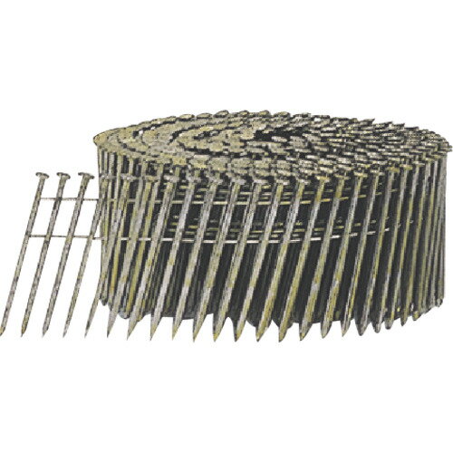 特長:●ワイヤ連結釘です。●釘打機用の釘です。●ワイヤで斜めに連結され、平らなコイル状に巻かれた鉄釘です。 用途:●木下地留め付け用。 仕様:●1ケース入数：150本×10巻 仕様2:●JIS適合品　CN75●胴部形状：スムース●先端形状：...