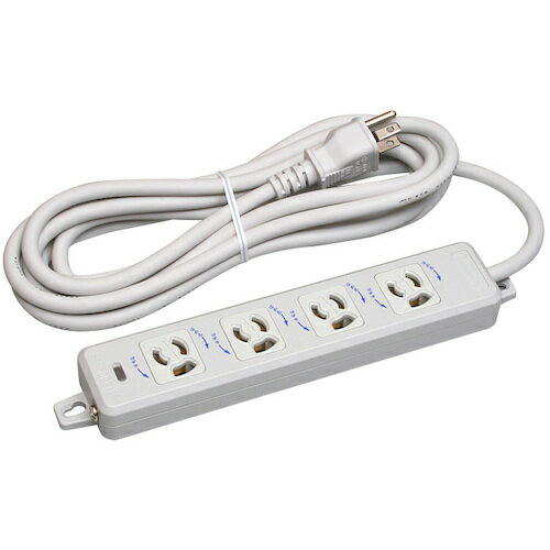 仕様:●コンセント数：4●色：白（中駒色）／白（プラグ色）●定格電圧(V)：125●定格電流(A)：15●プラグ形状：耐トラッキング接地プラグ付 仕様2:●横形OA用抜け止め接地タップ4コ口パイロットランプ、マグネット付 EM-CCTFコー...