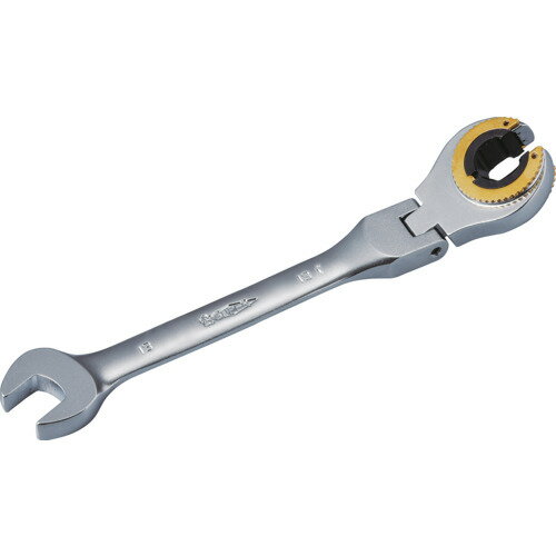 特長:●開口により繋がった配管ナットの締め付け、取り外し作業に最適です。●スパナとのコンビネーションです。●ラチェット側は、180°首振りタイプです。 用途:●パイプ部品・高圧ホース・水道ホース・油圧配管など、あらゆる配管類のフランジナット...