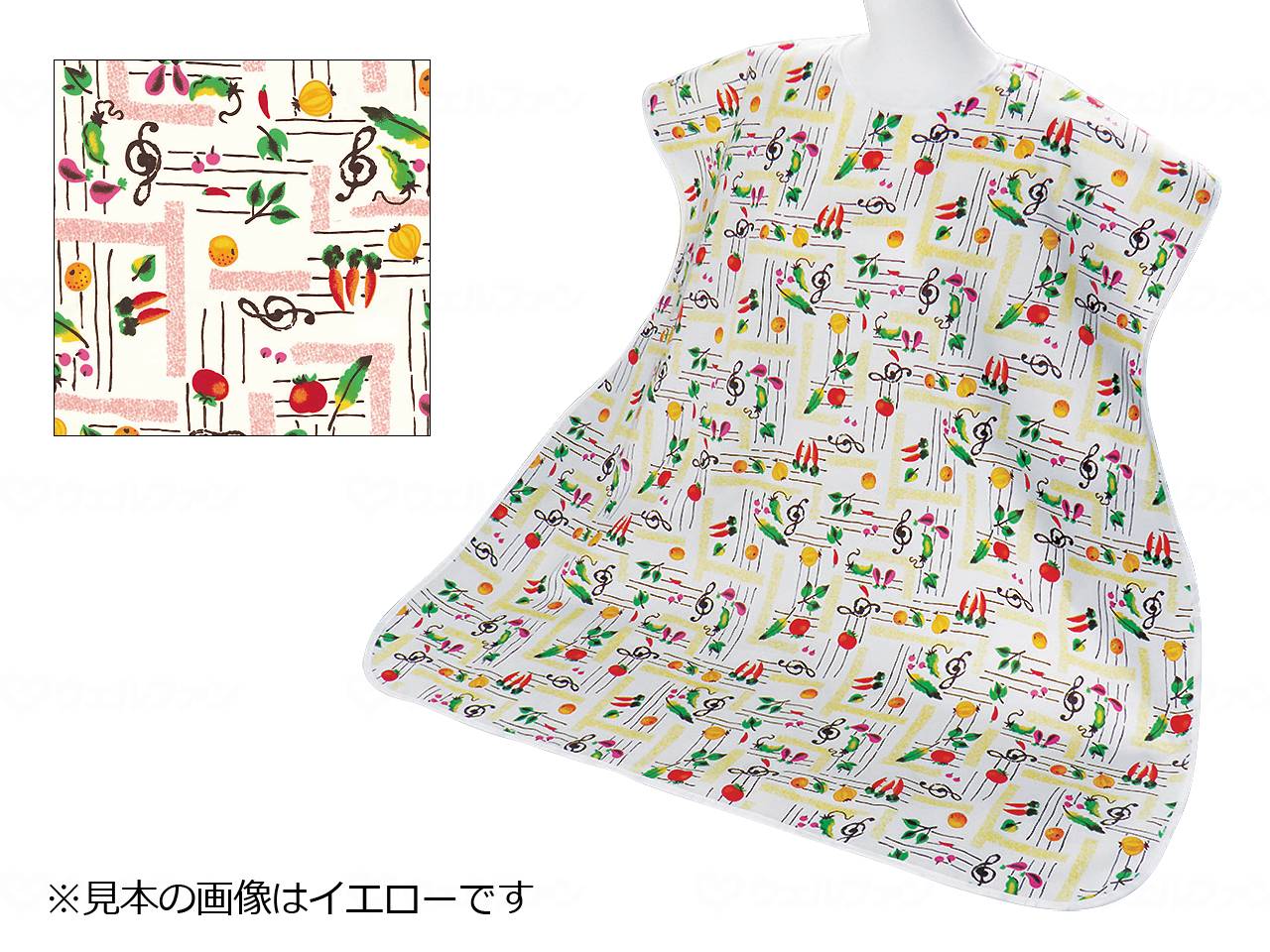 コメント　テーブルの上にセットしても滑りにくいエプロンです。　洗濯しても防水効果が落ちない耐熱・防止加工。　　　材質・原材料　材質　○表：ポリエステル100％　○裏：ポリウレタン100％（ラミネート加工）　　　規格　1枚　　　規格詳細　○首...