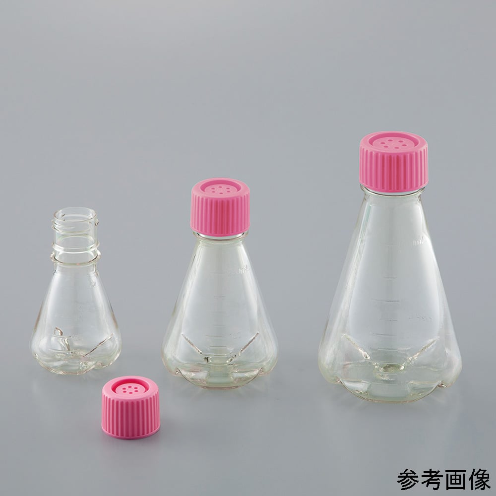 バッフル底タイプが新登場！撹拌能を高めるバッフル底タイプです。シェーカーや振盪機に使用可能です。閉鎖系でのガス交換が可能です。型押し目盛が付いています（±5％）。 容量（mL）：500キャップ：ベントフィルターキャップ材質：本体／ポリカーボ...