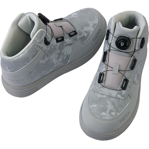 特長:●ダイヤルでワイヤーを締め、引いて緩めて簡単に脱ぎ履きできます。●樹脂先芯採用の軽量タイプです。●滑りにくいソールを採用しています。●足囲4Eでつま先楽々です。 用途:●軽作業に。 仕様:●寸法(cm)：27.0●足幅サイズ：4E●色...