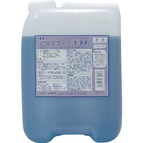 【特長】●エアコンや冷蔵庫のアルミフィンに付着した汚れを落とす洗浄剤です。【用途】●エアコン・冷蔵庫などのアルミフィンの洗浄に。【仕様】●容量(kg)：10●希釈倍率：頑固な汚れには2〜5倍、軽度な汚れには5〜15倍●幅(mm)：218●高...